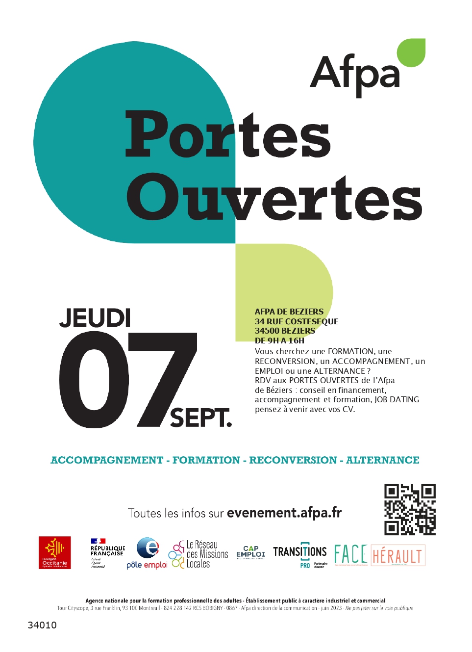 Venez nous rencontrer le 7 septembre 2023 à la JPO de l'AFPA de Béziers - Campus Agropolis ...